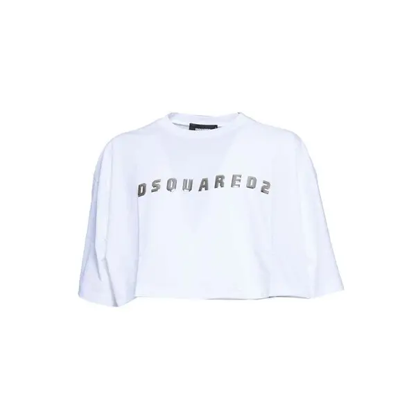 Dsquared2 White Cropped T-shirt With Logo