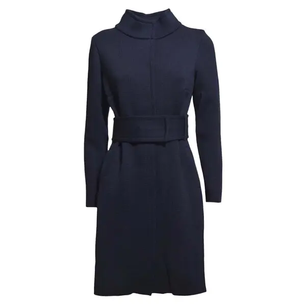 CHARLOTT Navy Belted Coat - Blu