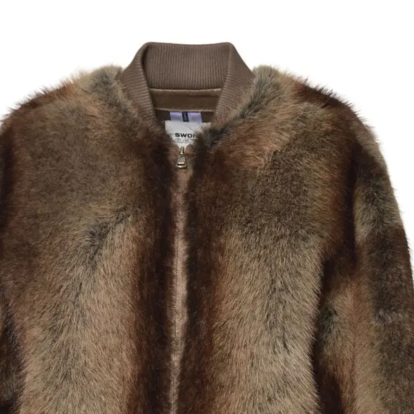 SWORD 6644 Fur Bomber Jacket