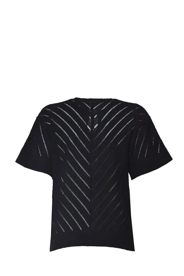 JIL SANDER Black Knit T-shirt With Tassel Detail