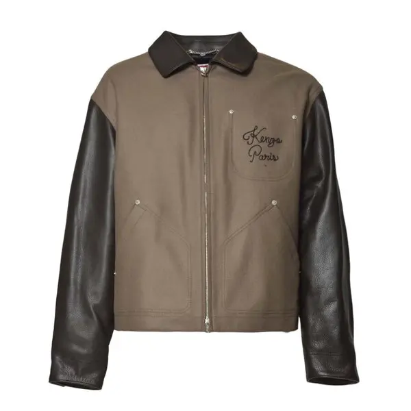 Kenzo Embellished Leather And Wool Blend Jacket