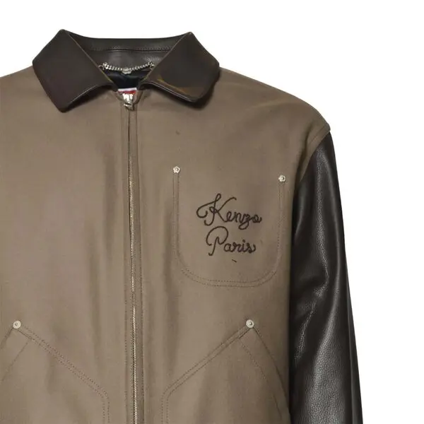 Kenzo Embellished Leather And Wool Blend Jacket