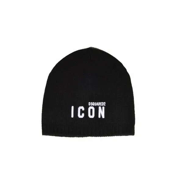 Dsquared2 Wool Blend Beanie With Icon Appliqu - Nero