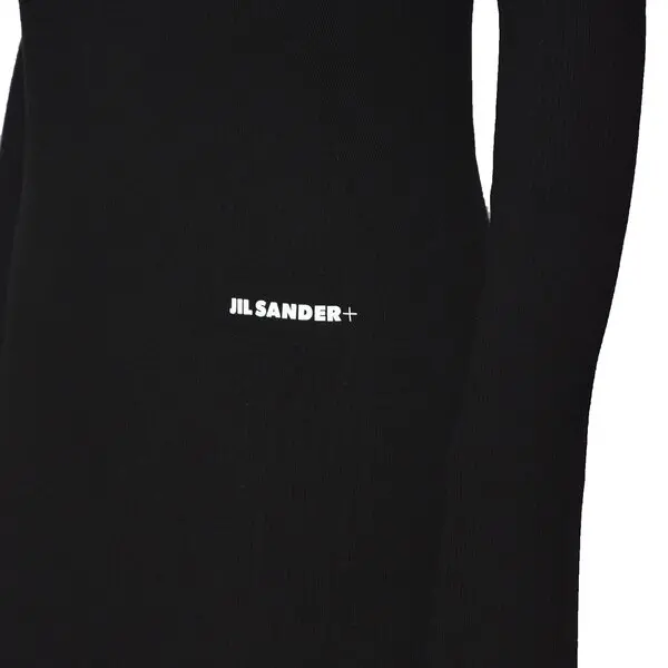 JIL SANDER Ribbed Hooded Midi Dress With Quarter Zip