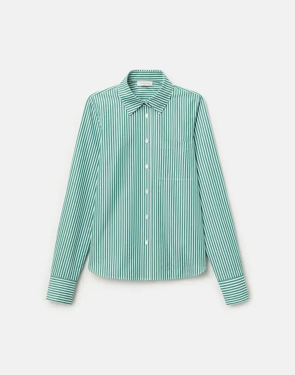 Lafayette 148 New York Striped Cotton Button Front Shirt