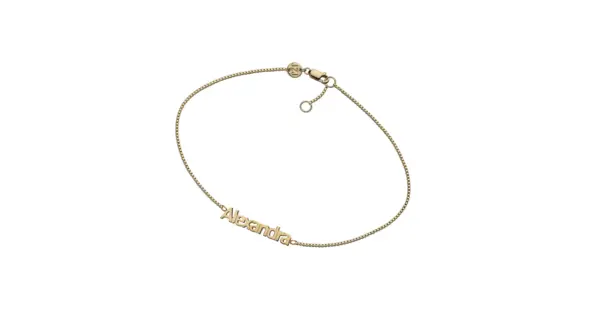 Jennifer Zeuner Jewelry Personalized Sterling Silver Anklet With 18k Yellow Gold Plating - One-color