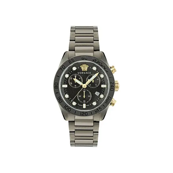 Versace Greca Dome Chrono Bracelet Watch - Black