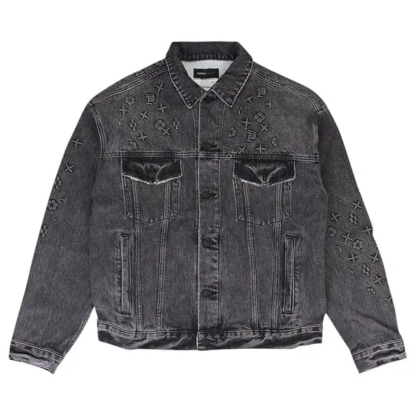 PURPLE BRAND Embossed Denim Jacket - Black