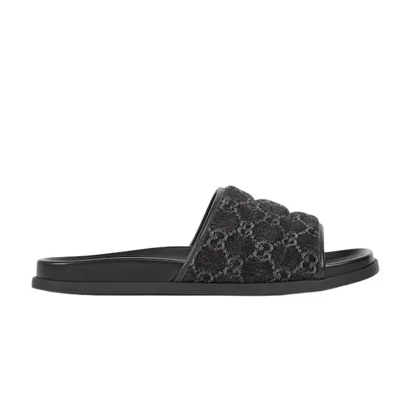 Gucci Gg Denim Slide Sandal - Black
