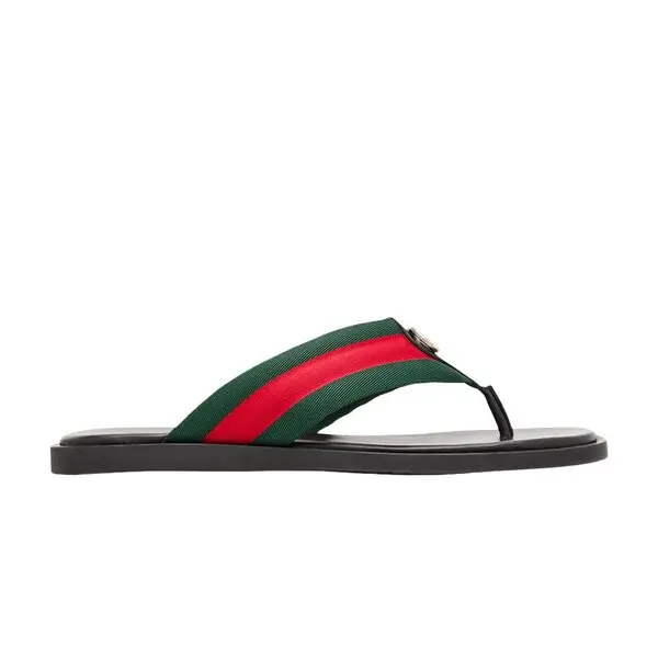Gucci Thong Sandal With Interlocking G Web - Black