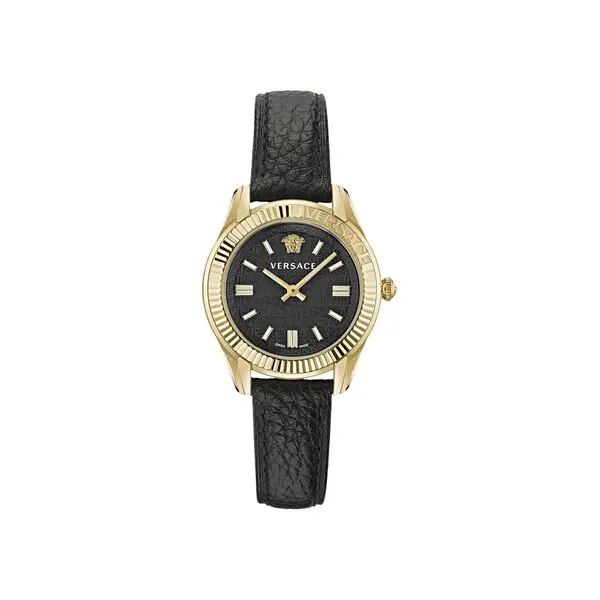 Versace Greca Time Leather Watch - Gold
