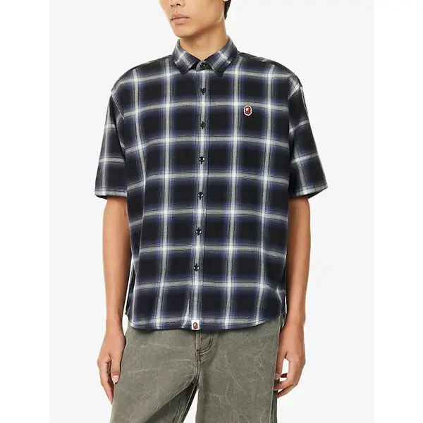 A BATHING APE One Point Plaid-print Cotton-blend Shirt