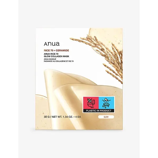 ANUA Rice 70 Glow Collagen Pack Of Four Sheet Masks - One-color