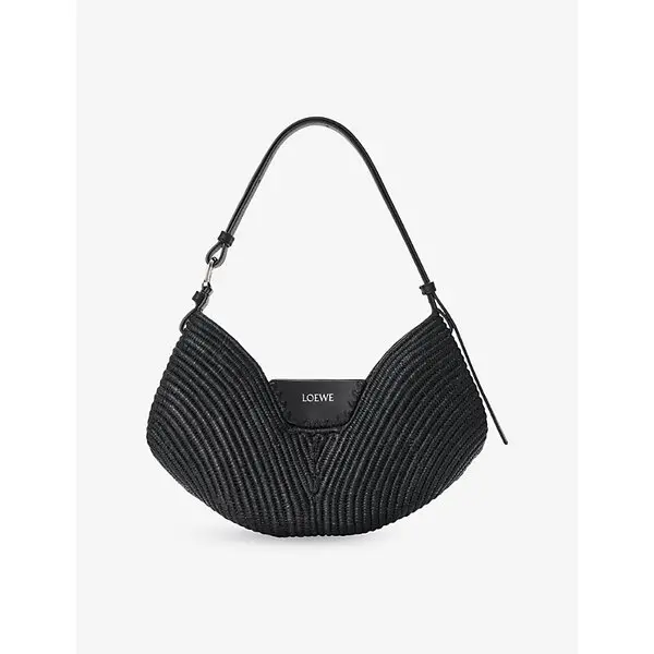 Loewe X Paula's Ibiza Swing Medium Raffia Shoulder Bag - Black