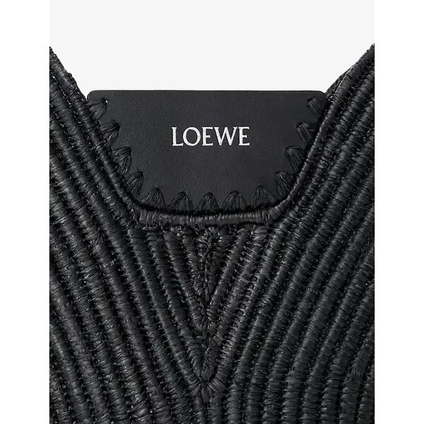 Loewe X Paula's Ibiza Swing Medium Raffia Shoulder Bag - Black