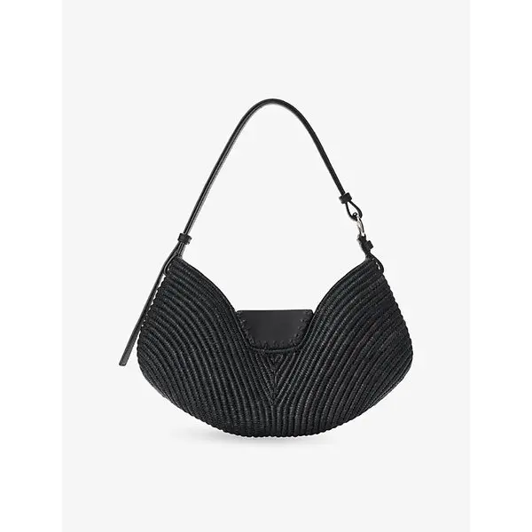 Loewe X Paula's Ibiza Swing Medium Raffia Shoulder Bag - Black