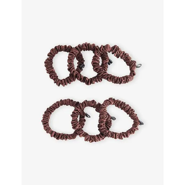 DROWSY SLEEP CO. Skinny Set Of Six Scrunchies - Cocoa Glow
