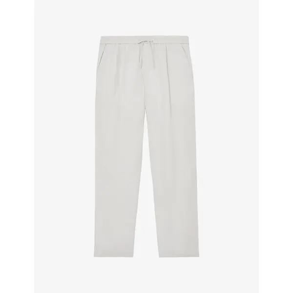 REISS Barges Drawstring-waist Linen Trousers - Stone
