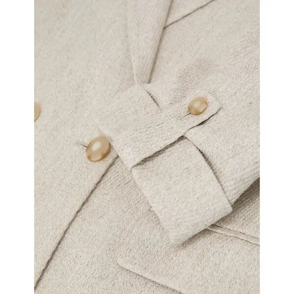REISS Nolah Double-breasted Linen-blend Suit Jacket
