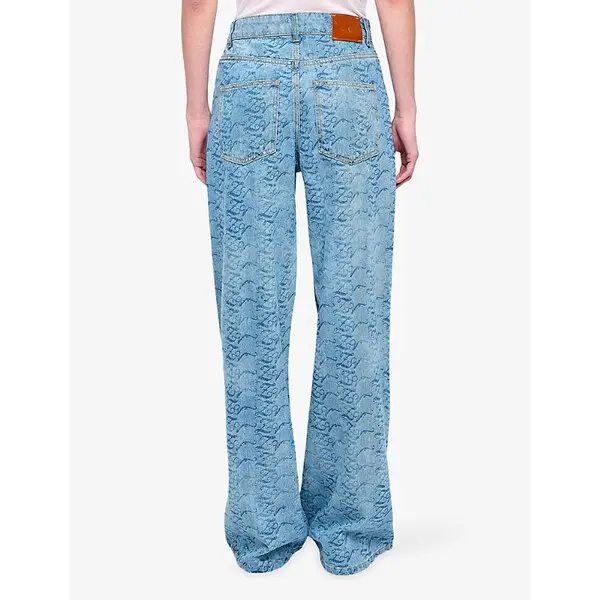 Zadig&Voltaire Eli Branded-print Wide-leg Denim Jeans - Light Blue