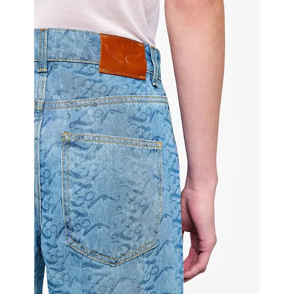 Zadig&Voltaire Eli Branded-print Wide-leg Denim Jeans - Light Blue
