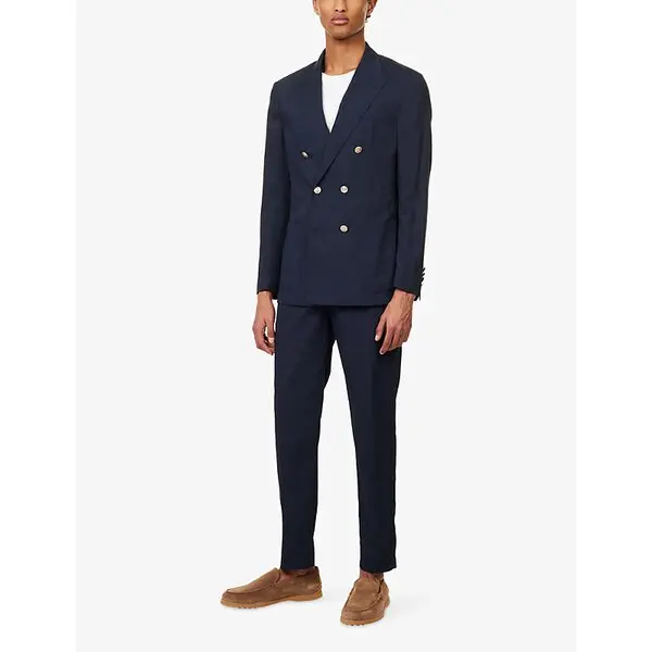 Eleventy Double Breasted Woven Jacket - Blue