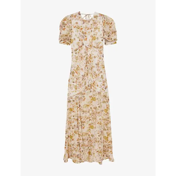 REISS Naia Floral-print Woven Maxi Dress - Ivory