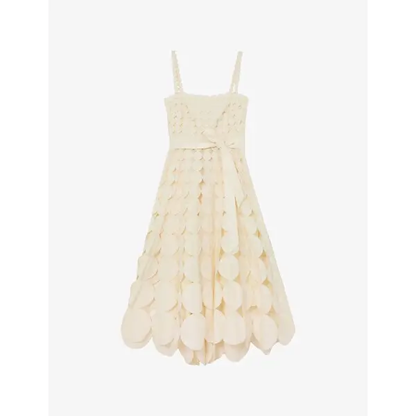 REISS Gigi Cut-out Cotton Midi Dress - Cream