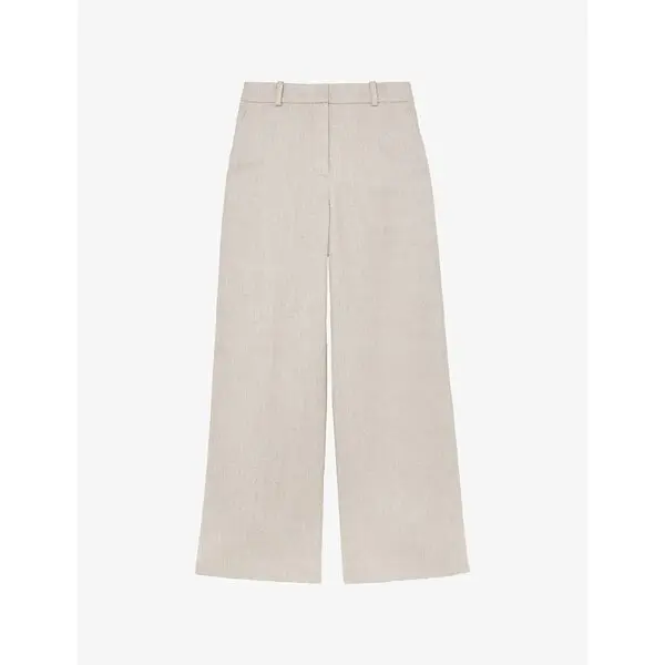 REISS Nolah Wide-leg Linen-blend Trousers - Neutral
