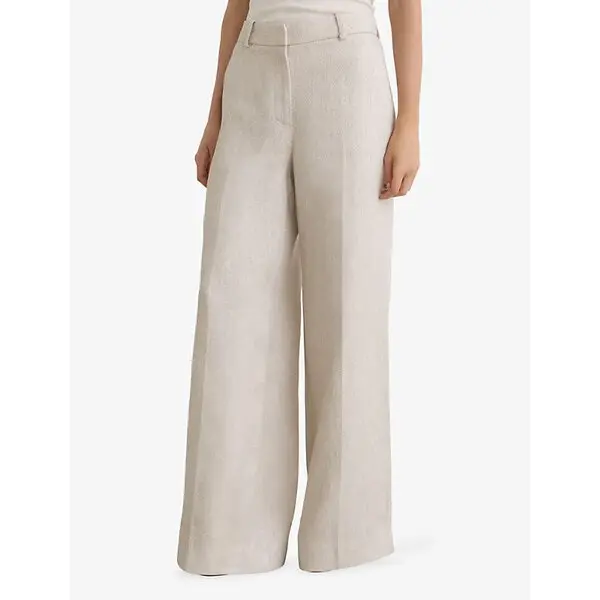 REISS Nolah Wide-leg Linen-blend Trousers