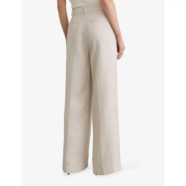 REISS Nolah Wide-leg Linen-blend Trousers