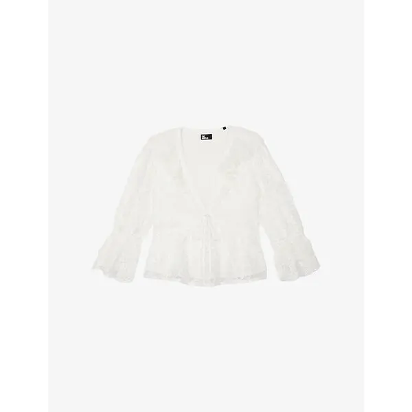The Kooples Lace V-neck Woven Top