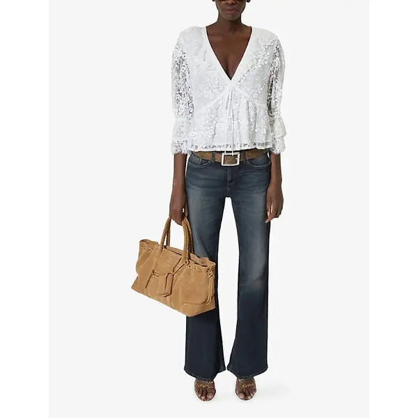 The Kooples Lace V-neck Woven Top