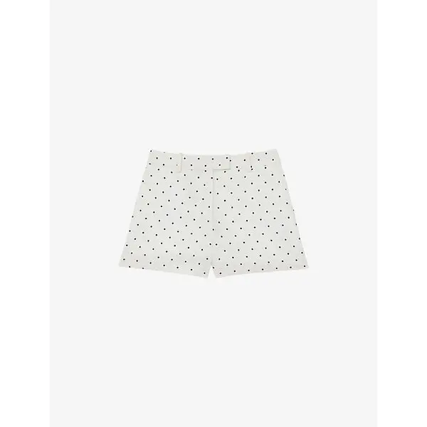 REISS Beatrix Polka-dot Woven Shorts - White Navy