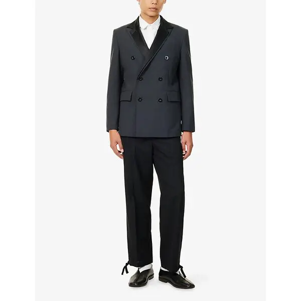 Sacai Double-breasted Satin-lapel Wool-blend Suit Jacket