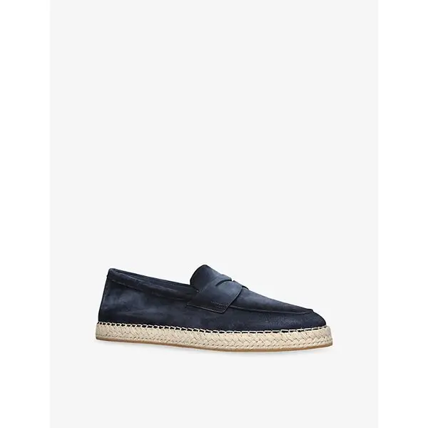 Santoni Carlo Suede Espadrille Loafers - Navy