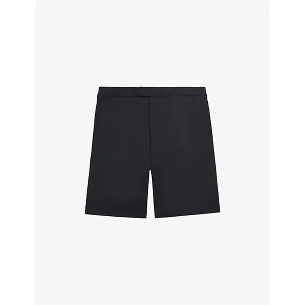 REISS Cantwell Side-adjuster Stretch Cotton-blend Shorts - Navy