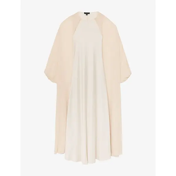 REISS Flora Cape-detail Woven Maxi Dress - Cream