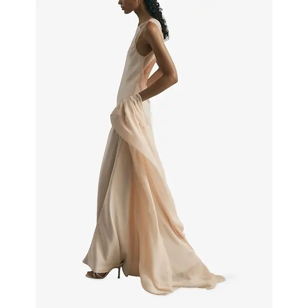 REISS Flora Cape-detail Woven Maxi Dress