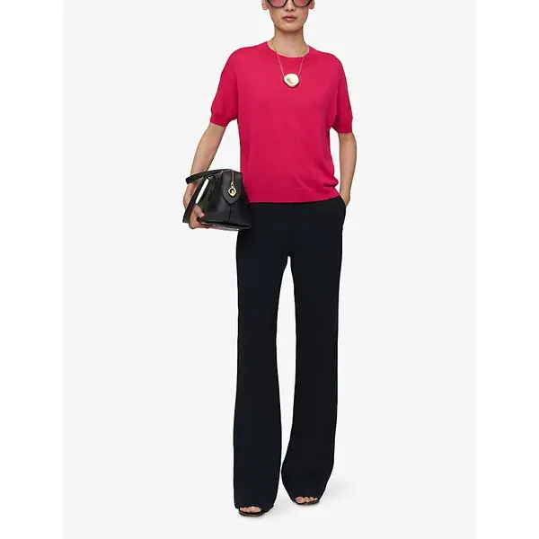 JOSEPH Jana Round-neck Silk Top - Fuchsia