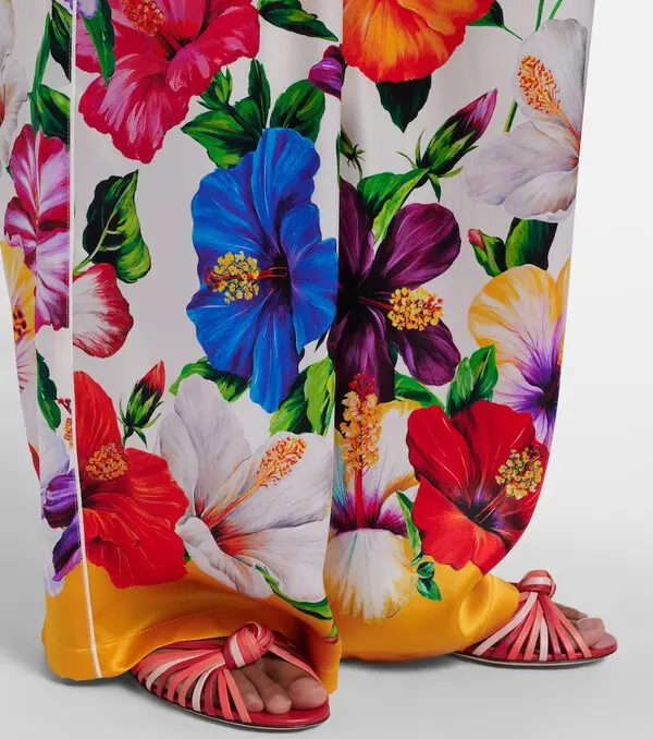 Dolce & Gabbana Floral Silk-blend Satin Palazzo Pants