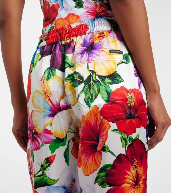 Dolce & Gabbana Floral Silk-blend Satin Palazzo Pants