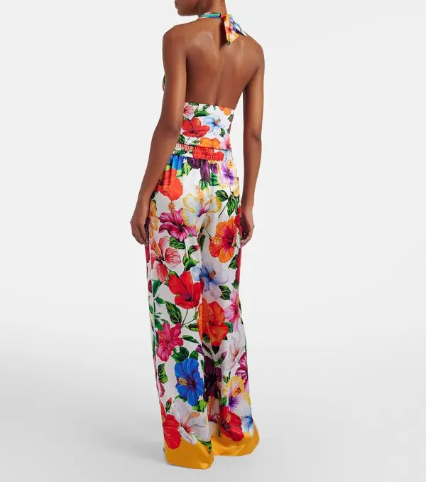Dolce & Gabbana Floral Silk-blend Satin Palazzo Pants
