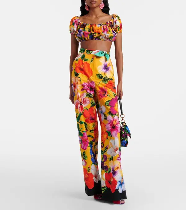 Dolce & Gabbana Floral Cotton Wide-leg Trousers