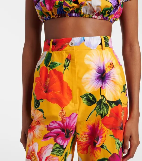 Dolce & Gabbana Floral Cotton Wide-leg Trousers