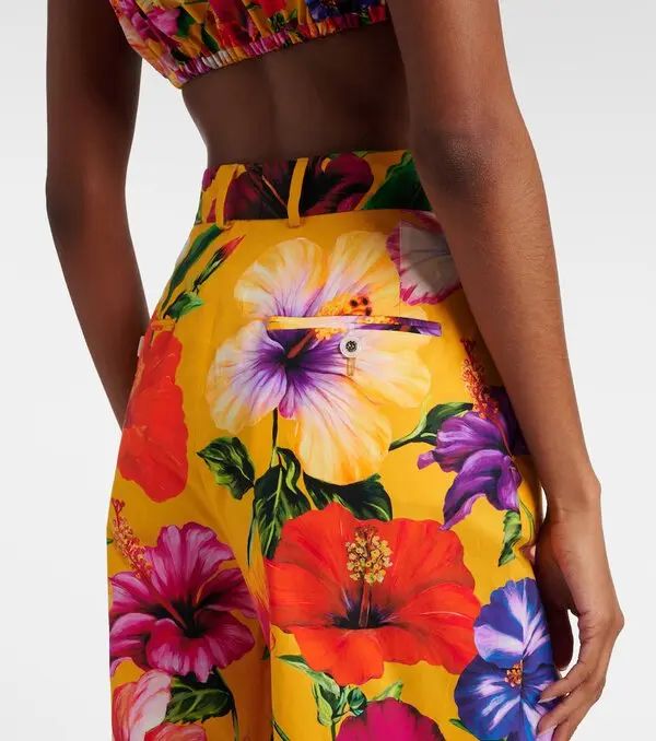 Dolce & Gabbana Floral Cotton Wide-leg Trousers