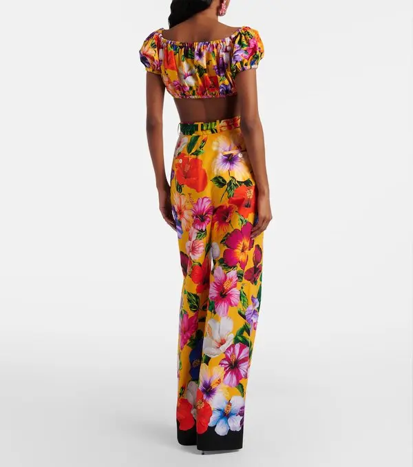 Dolce & Gabbana Floral Cotton Wide-leg Trousers