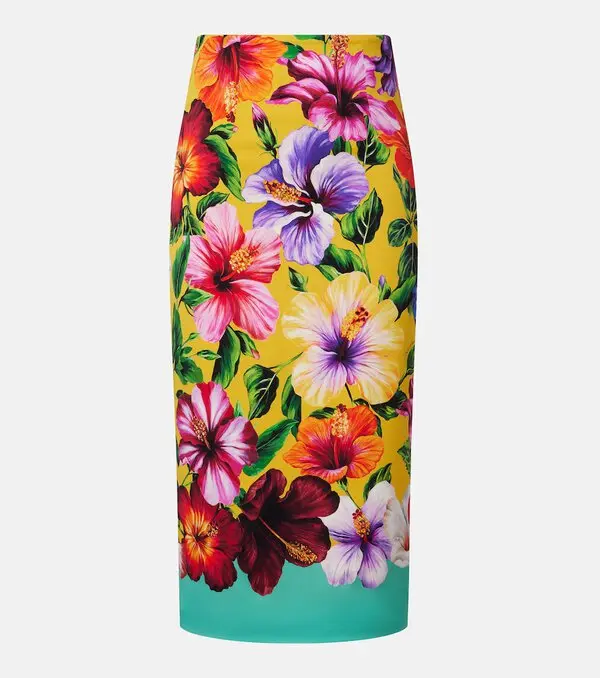 Dolce & Gabbana Floral Silk-blend Pencil Skirt - Multicoloured