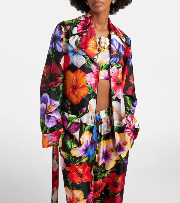 Dolce & Gabbana Belted Floral Silk Shirt
