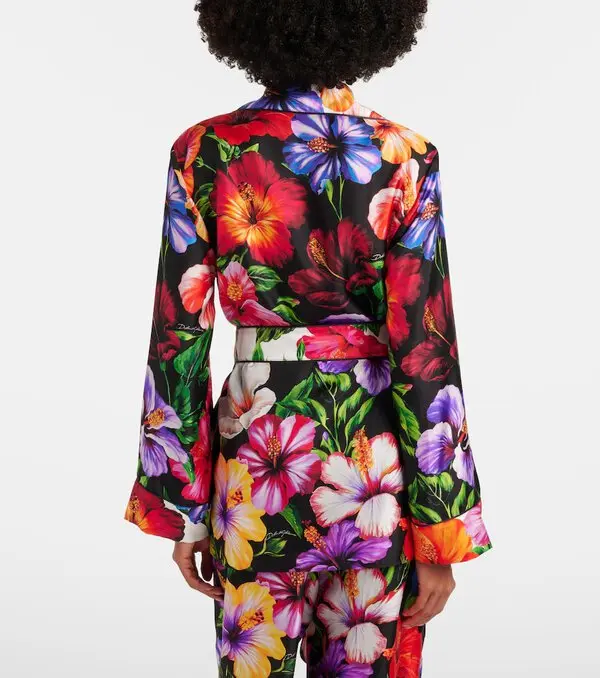 Dolce & Gabbana Belted Floral Silk Shirt